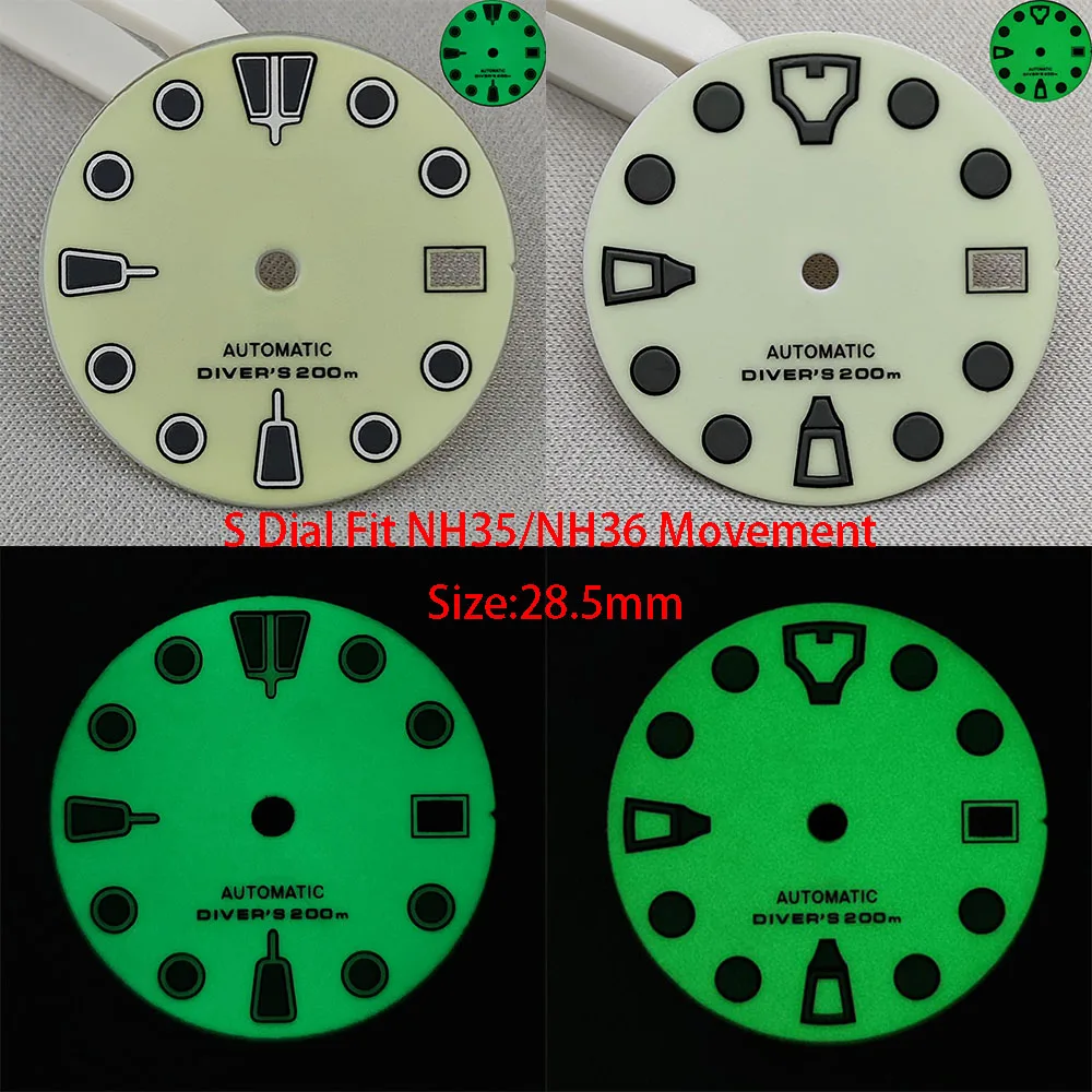 28-5mm-NH35-NH36-dial-Watch-dial-S-dial-green-luminous-dial-Suitable ...