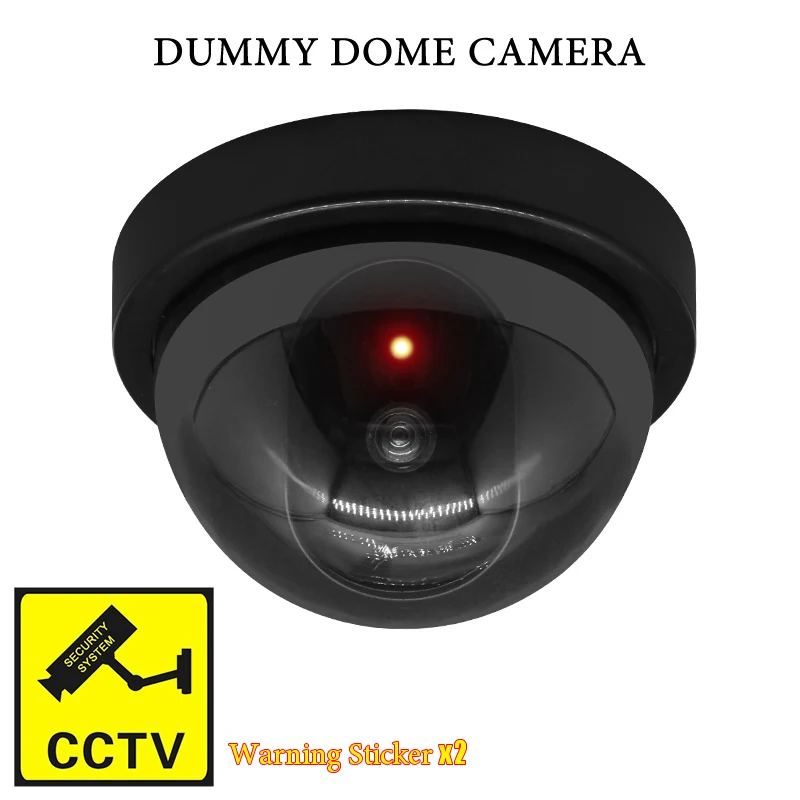 Black/White Fake Dome Camera Red Flashing LED Light Dummy CCTV Security ...