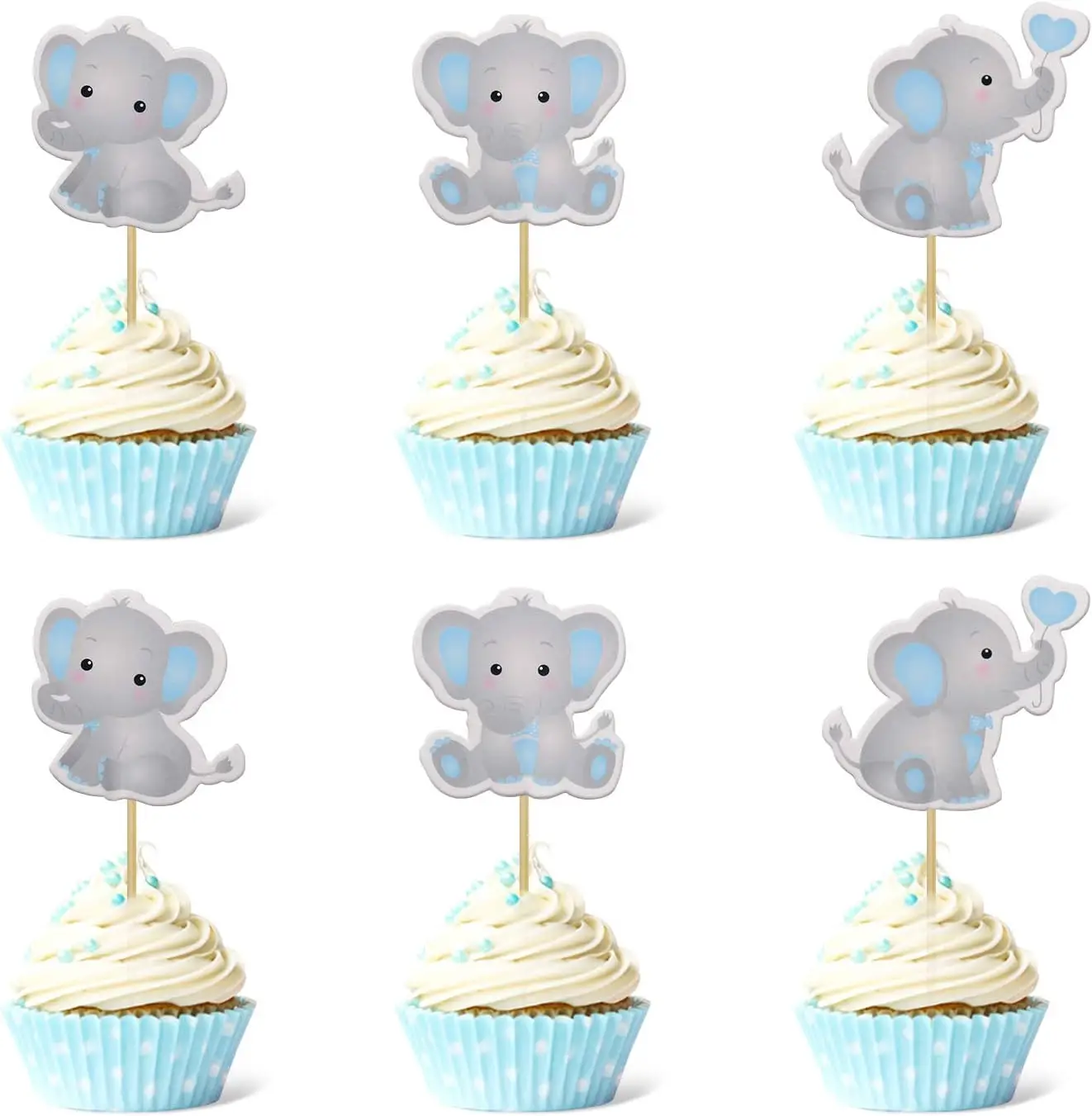 Topper-para-cupcakes-de-elefante-azul-y-rosa-decoraci-n-para-tartas-de ...