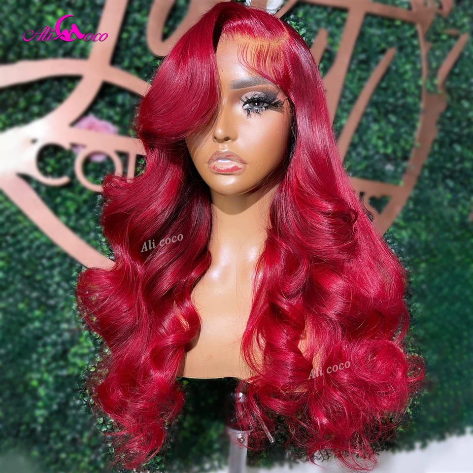 13x6-Cherry-Red-Body-Wave-Lace-Front-Wigs-Pre-Plucked-Peruvian-Human ...