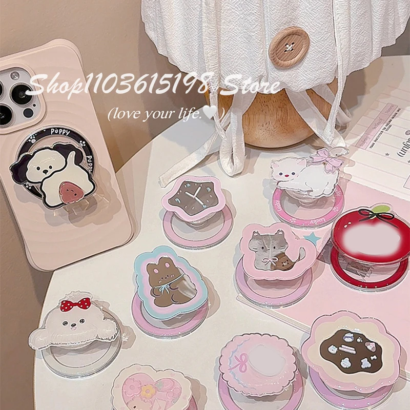 Korean Cute Cartoon Mirror Magnetic Holder Phone Griptok Grip Tok Phone ...