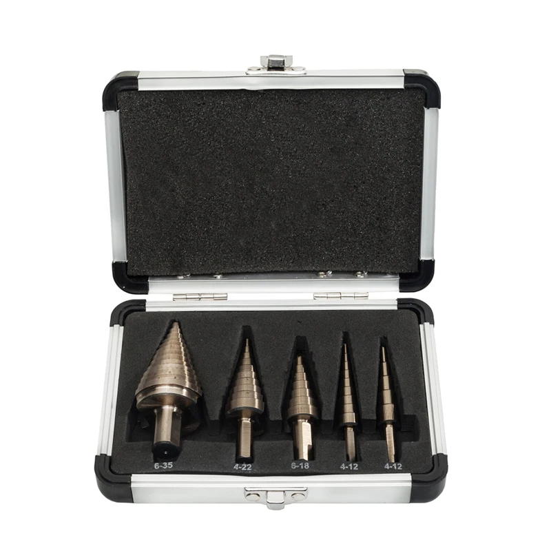 ALLSONE 5pc Step Drill Bit Set Cobalt Titanium HSS Unibit Drill Bits ...