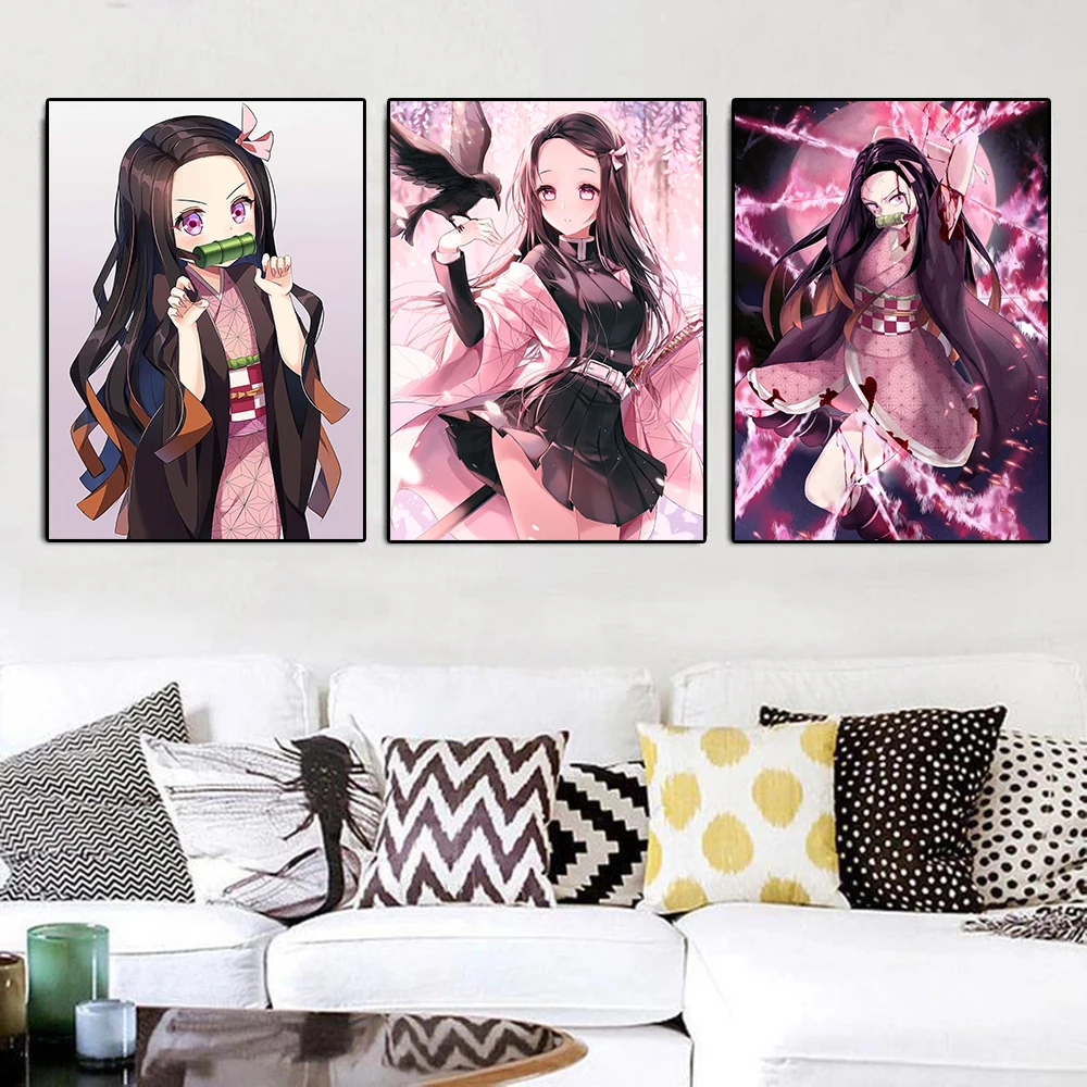 Japanese Anime Demon Slayer Kamado Nezuko Picture Poster Print Canvas ...