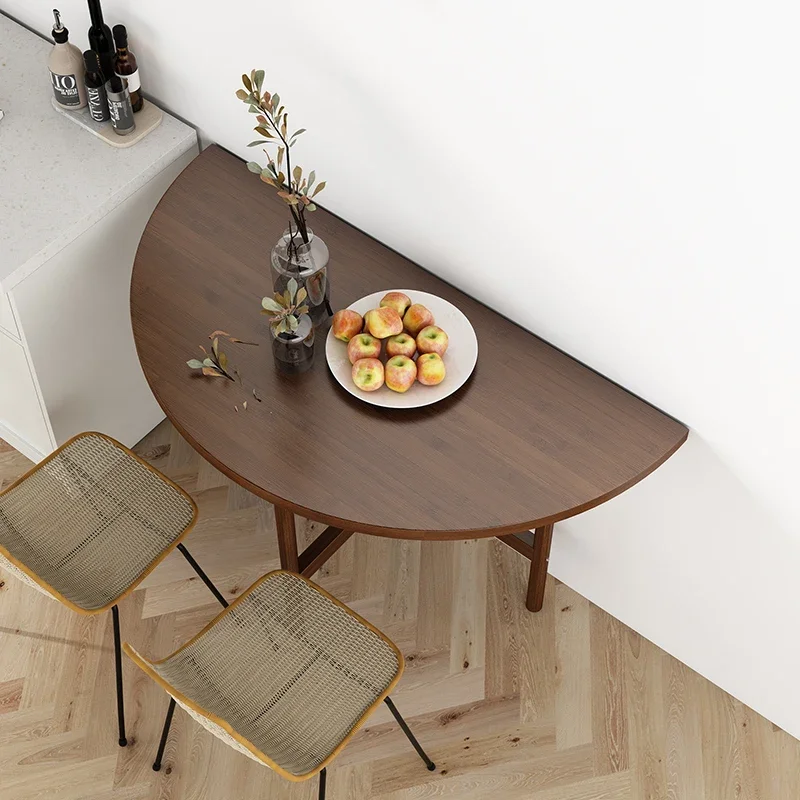 Solid Bamboo Folding Round Table Modern Chinese Style Convertible Semi ...