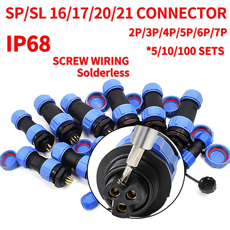 5-10-100-Sets-SL17-Waterproof-IP68-SP16-SP17-SP20-SP21-Screw-Wiring ...