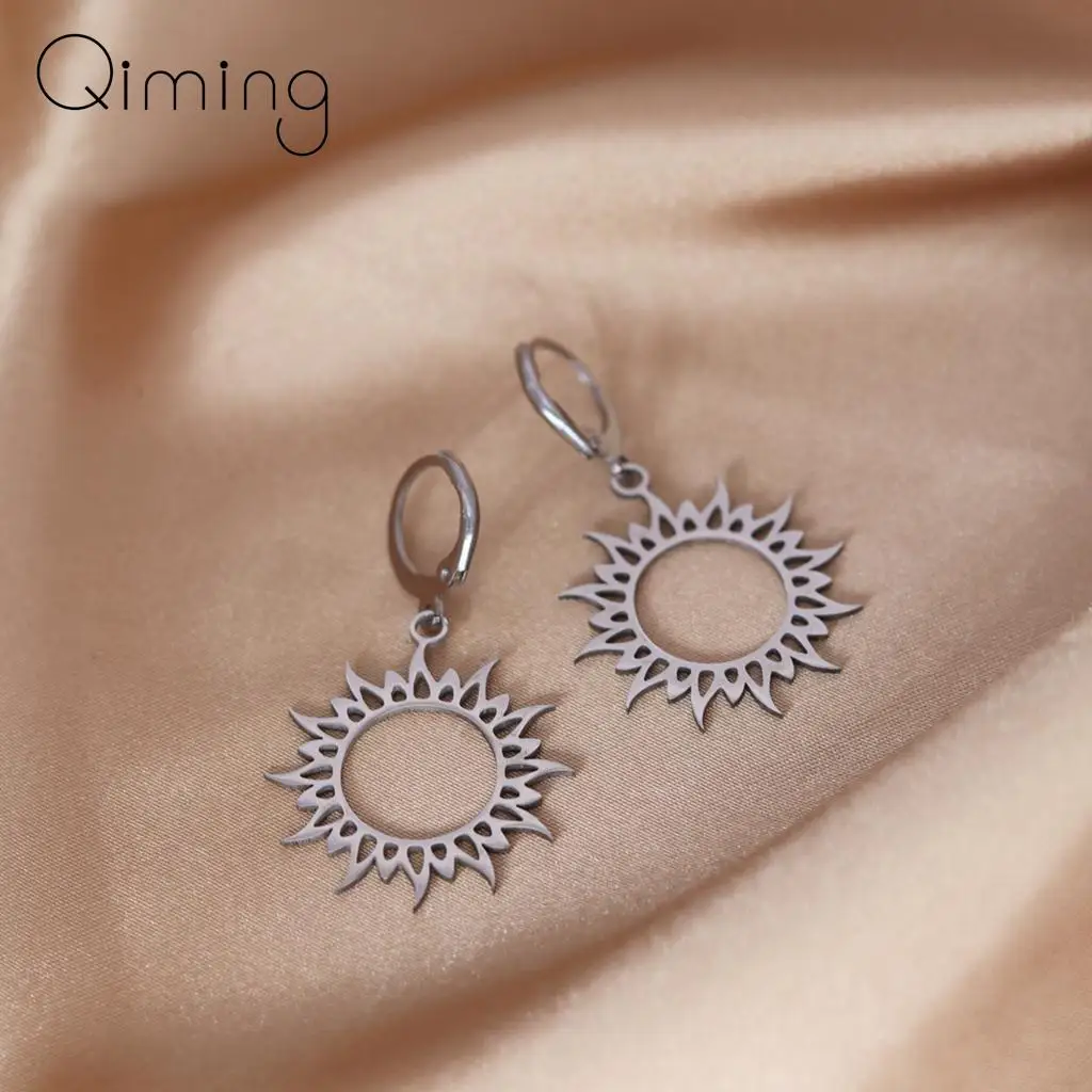 Stainless-Steel-Handmade-Sun-Symbol-Hoop-Earrings-For-WomenJewelry ...