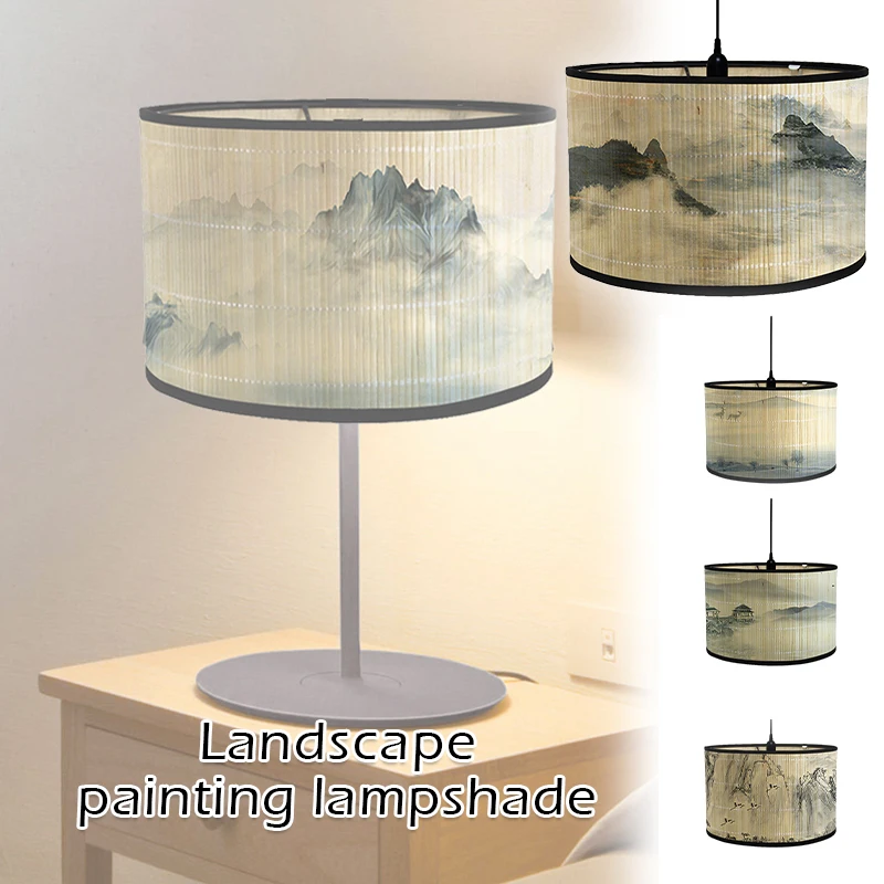 Japanese-Style-Lamp-Shade-Bamboo-Art-Light-Shade-Chinese-Ink-Landscape ...