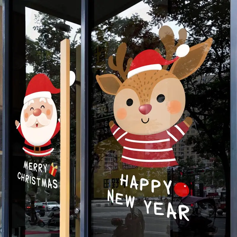 Christmas-decorations-glass-stickers-Santa-Claus-window-decoration ...