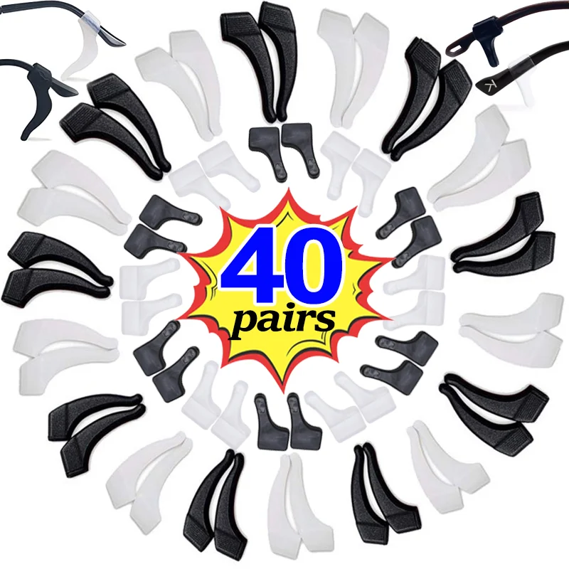 40Pairs-Silicone-Ear-Hook-Anti-slip-Glasses-Leg-Grip-Anti-fall-Holder ...