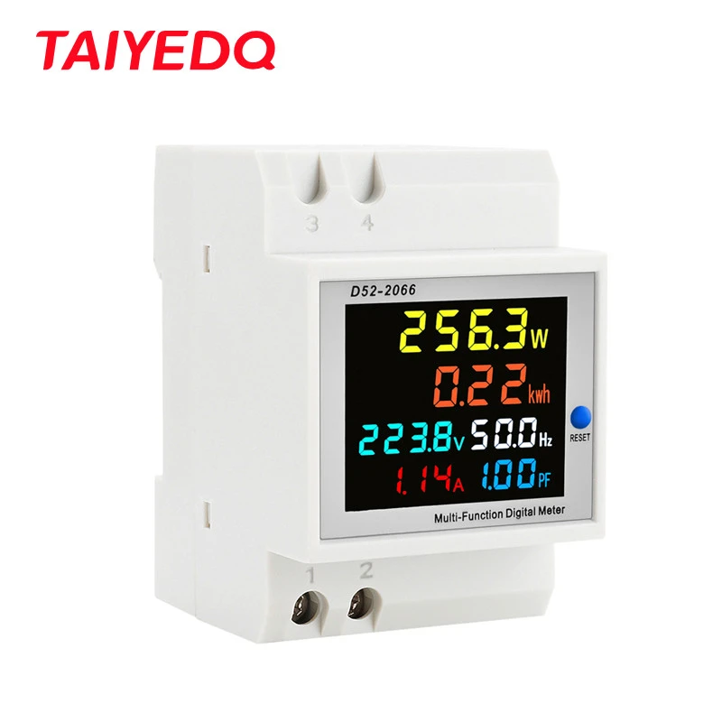 6in1 Din Rail Ac Volt Monitor 110v 220v 380v Current Power Kwh Electric ...