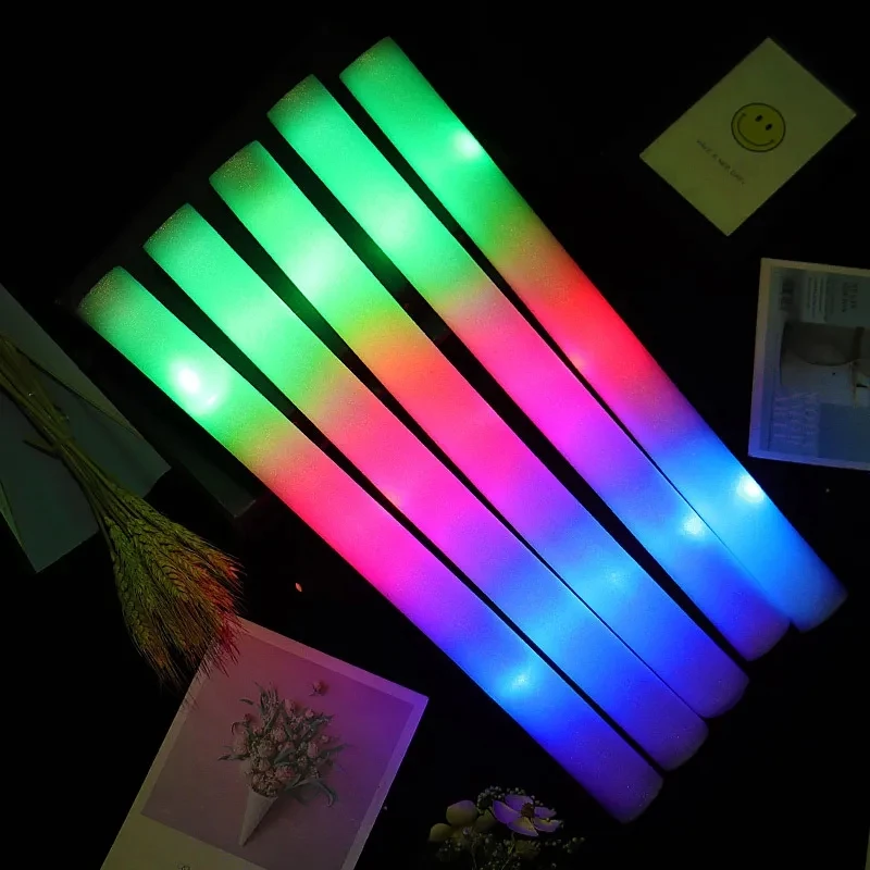 12-15-30-60Pcs-RGB-LED-Glow-Foam-Stick-Bulk-Colorful-LED-Cheer-Tube ...