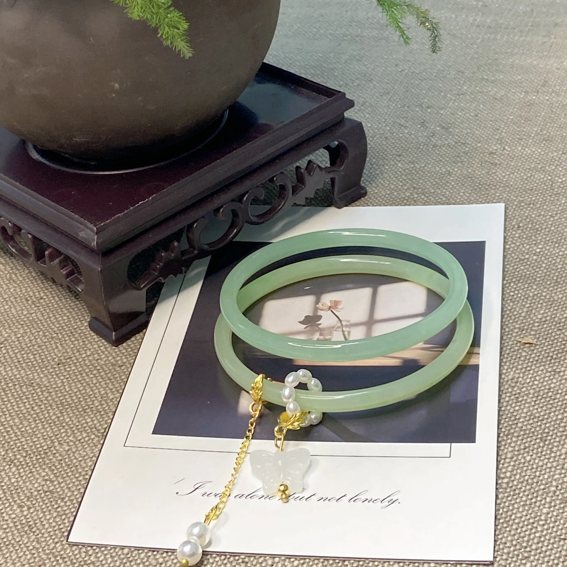 2Pcs-Set-Imitate-Natural-Jade-Jingle-Butterfly-Jelly-Bangles-Retro ...