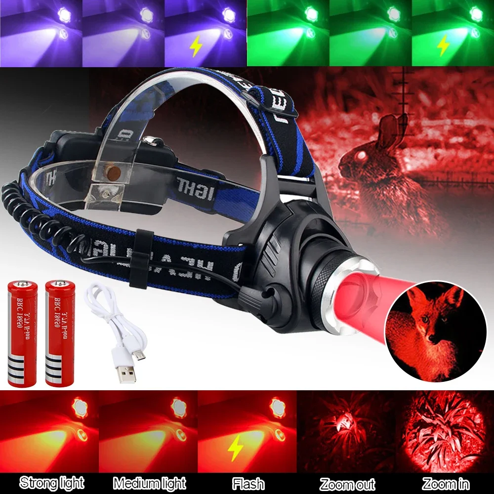 Headlamp-18650-Red-Light-Head-LED-Flashlight-Outdoor-XPG-Headlight ...