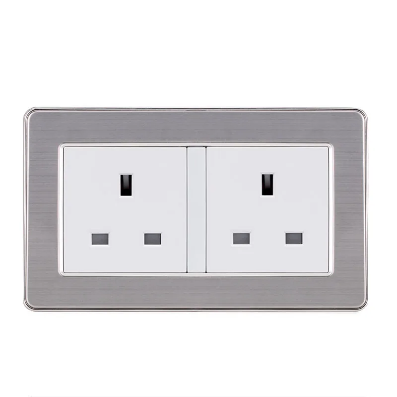 146-Type-Two-bit-UK13A-Socket-Stainless-Steel-Brushed-Panel-British ...