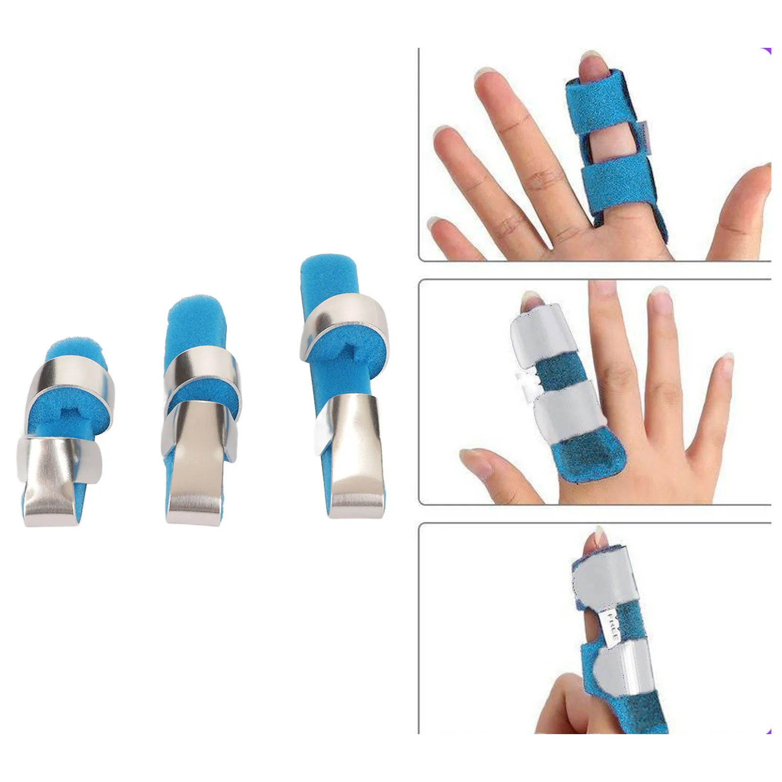 3Pcs-Finger-Support-Sponge-Metal-Brace-Hand-Trigger-Broken-Finger ...