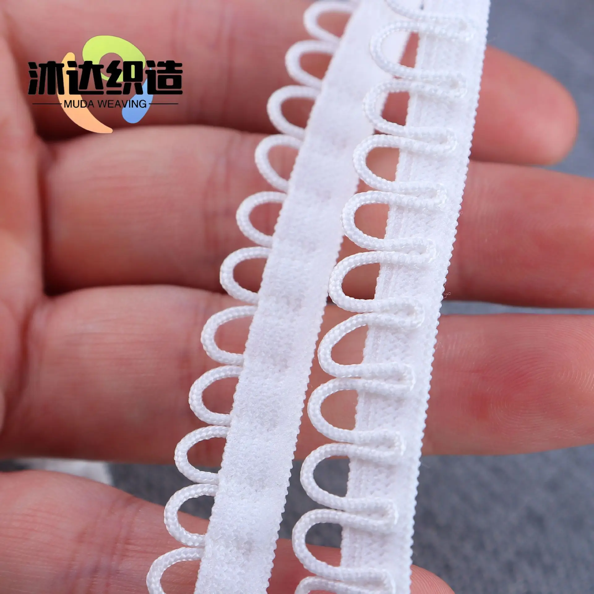 15mm-White-U-Wave-Button-Belt-Centipede-Braided-Lace-Trim-Elastic-Band ...