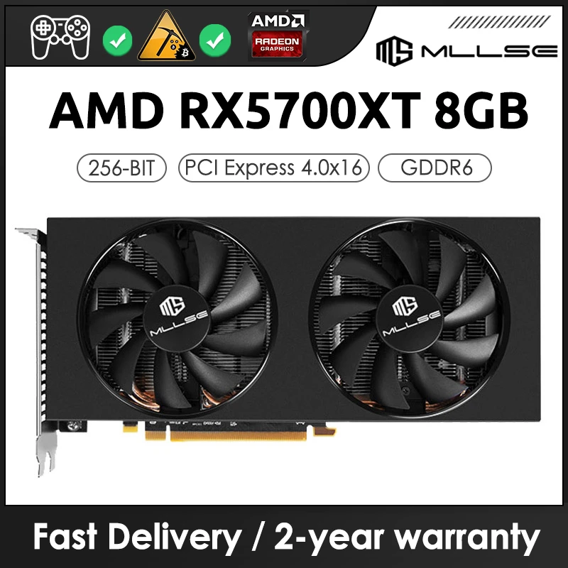 Cheapest MLLSE RX5700XT 8GB Graphics Card GPU GDDR6 256 bit PCIE 4.0 7nm video card backplate ...