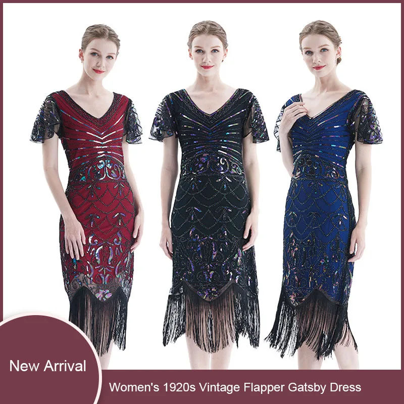 Vestido Flapper de los años 1920 para mujer, vestido con flecos y ...