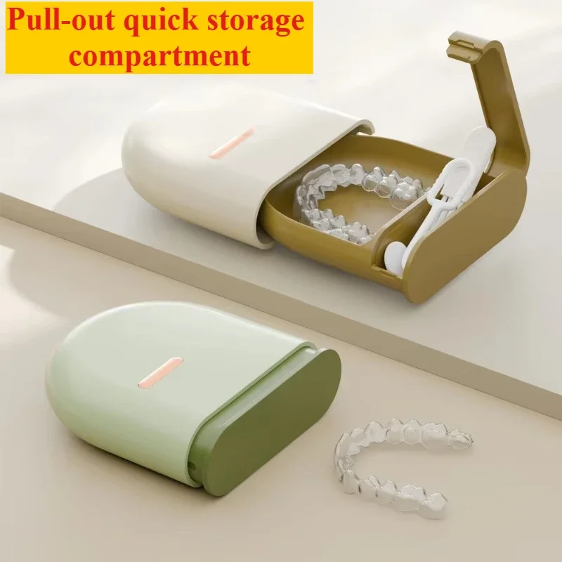 2pc Braces Portable Mouth Guard Retainer Case Oral Cleaning False Teeth ...