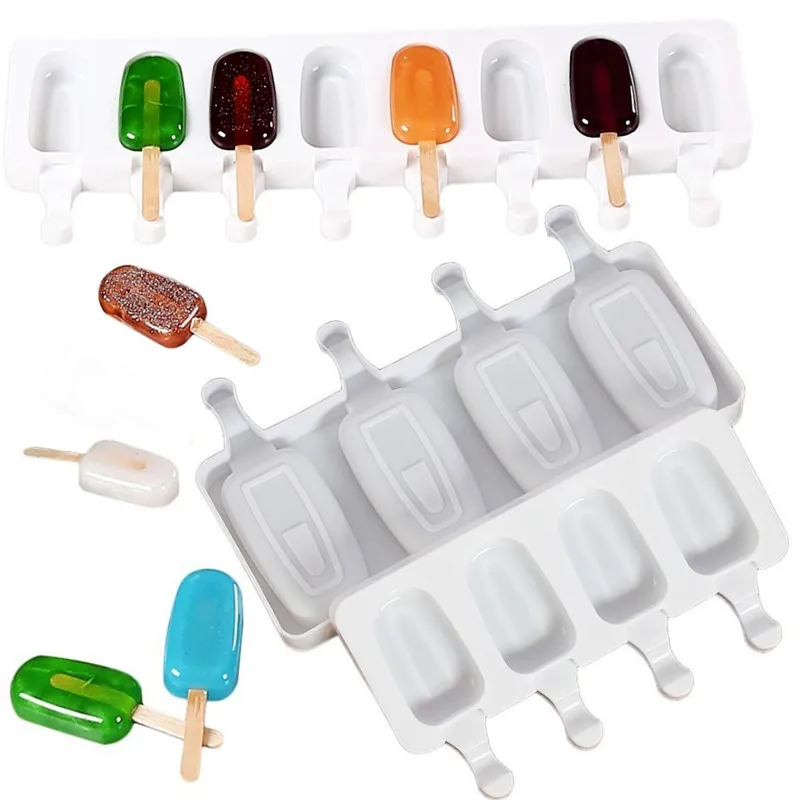 4/8 Easy Release Silicone Mold Silicone Ice Cream Popsicle Mold DIY ...