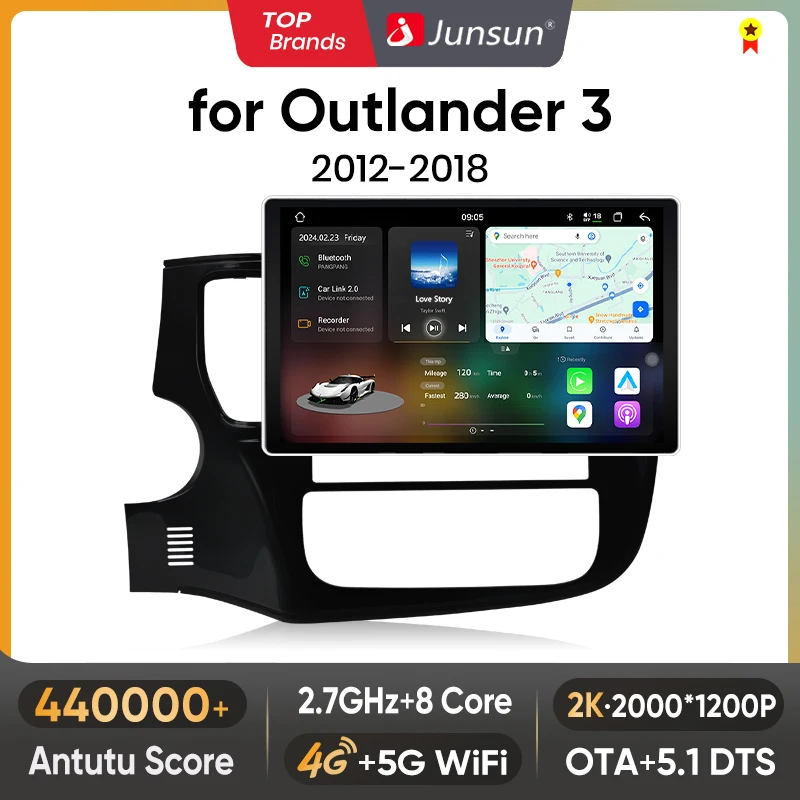 Junsun V3 Plus 2K Car Radio 7862 For Mitsubishi Outlander 3 GF0W GG0W ...