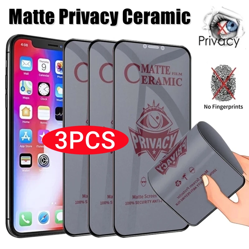Matte Ceramic Privacy Screen Protectors for iPhone 17 16 Pro Max 16e 15 ...