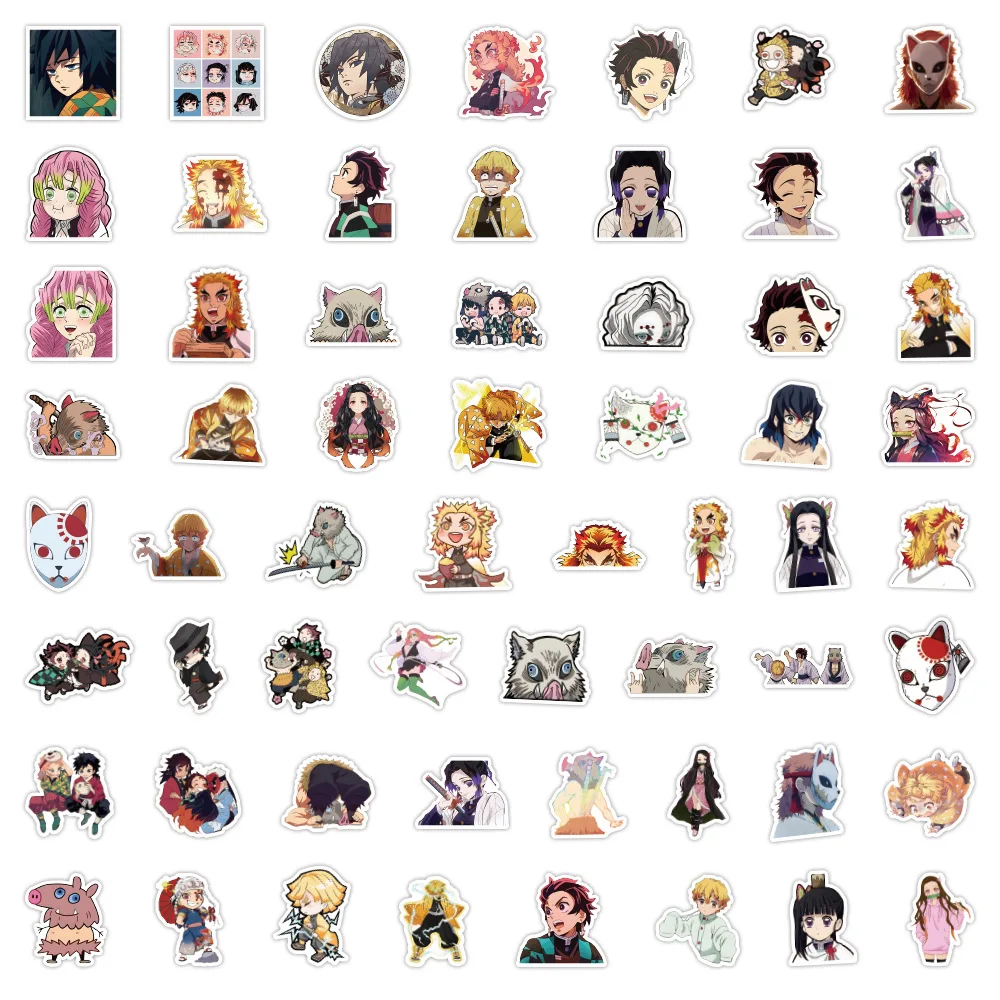 60pcs Anime Stickers Demon Slayer Kimetsu No Yaiba Cool Vinyl Decals ...