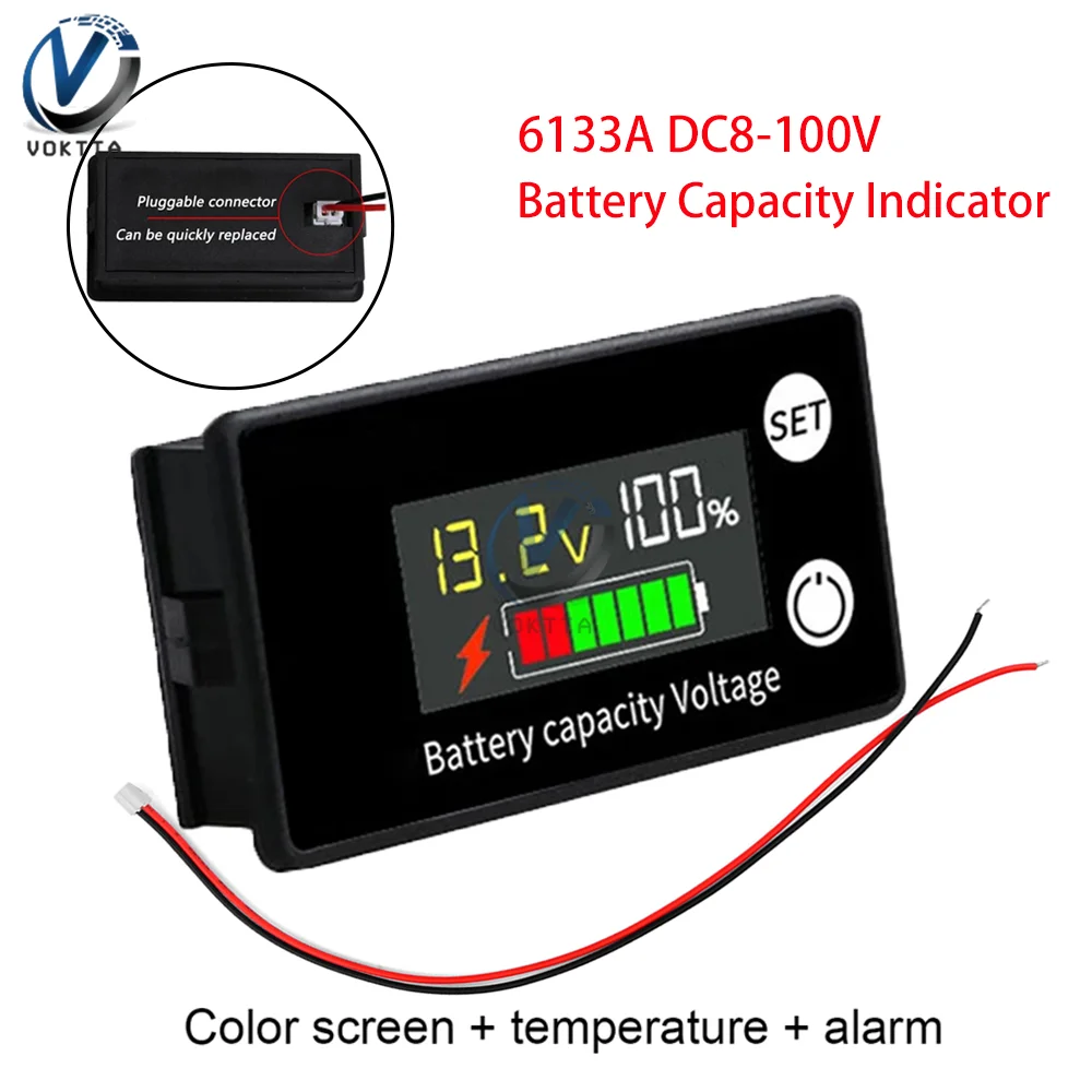 6133A-DC8-100V-Battery-Capacity-Indicator-LCD-Digital-Power-Meter-Lead ...