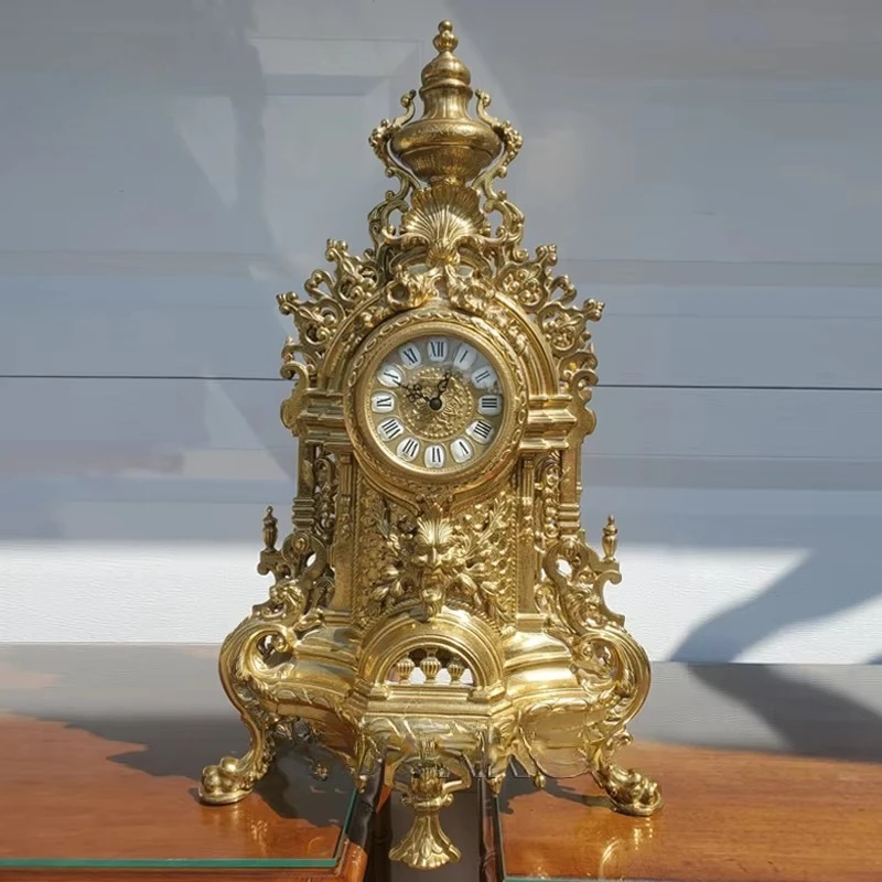 Luxury Elegant Table Clock Vintage Style Bronze Brass Table Clock ...