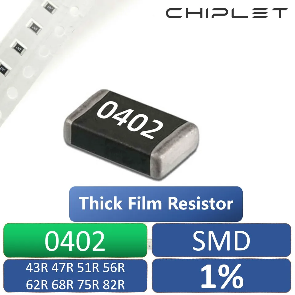 300Pcs-0402-SMD-Resistance-1-1-16W-Thick-Film-Resistor-43R-47R-51R-56R ...