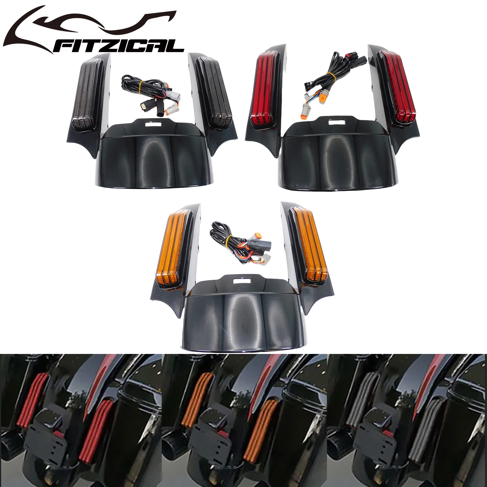 Motorcycle-LED-Light-Rear-Fender-Fascia-Set-For-Harley-Touring-Road ...