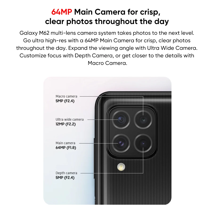 Samsung Galaxy M62 M625FD 4G Smartphone Exynos 9825 Octa-core 7000mAh Battery Cellphone Super ...