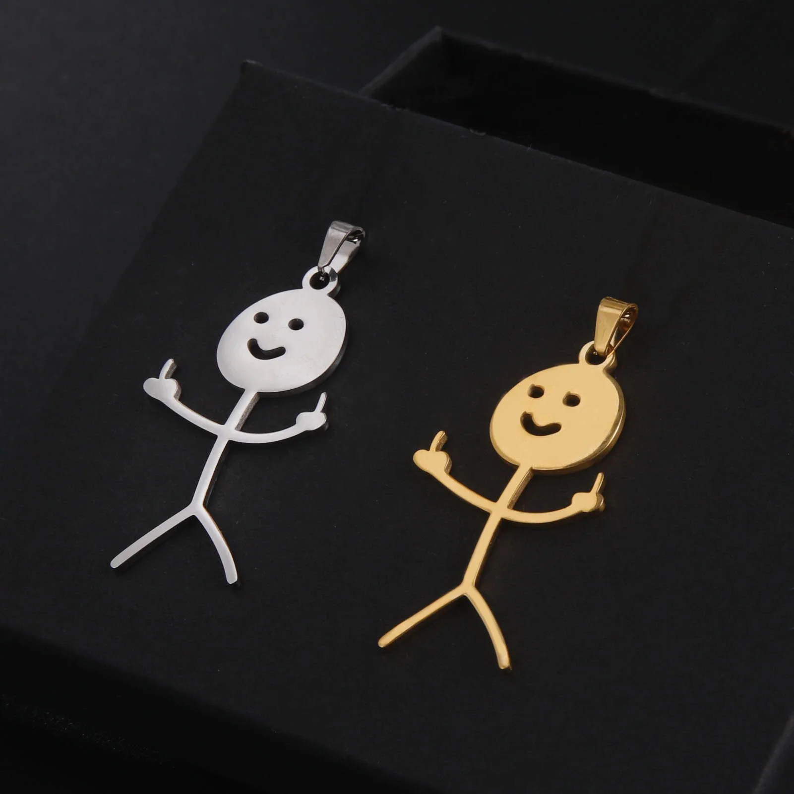 Eueavan 5pcs Funny Fuxk You Middle Finger Stickman Pendant For Necklace ...