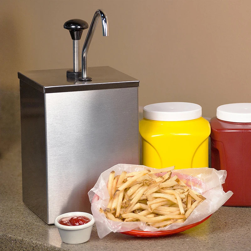 4L Stainless Steel Sauce Dispenser Pump Commercial Condiment Dispenser ...
