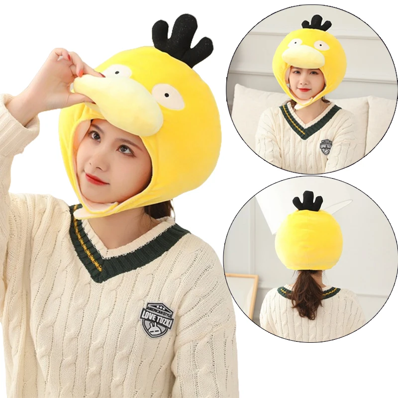 Pikachu Psyduck Winter Soft Plush Cute Hats Sweet Pullover Women's Hats ...