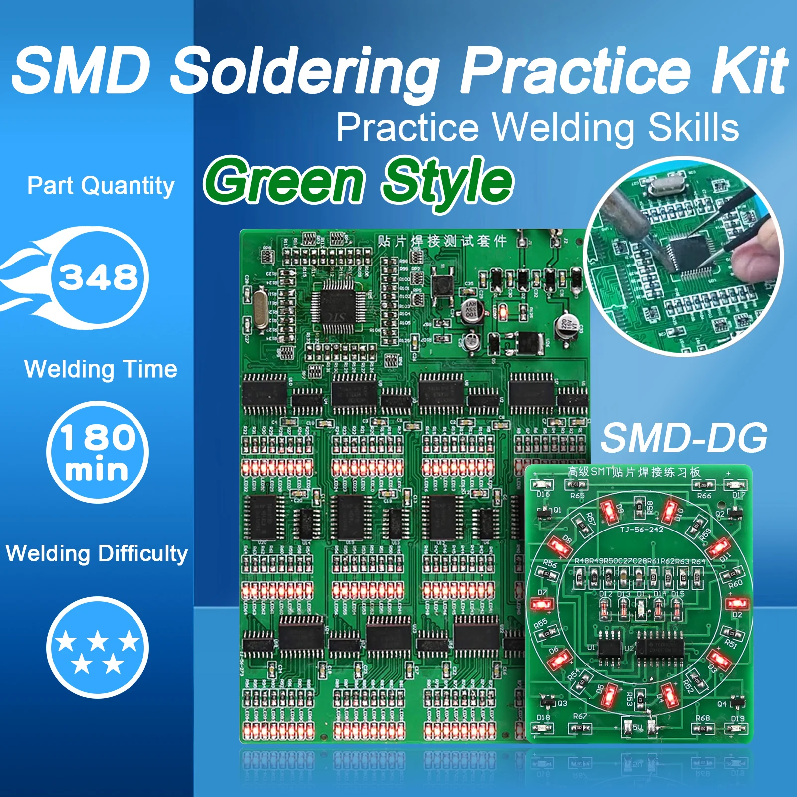 Soldering-Practice-Two-Piece-Set-SMD-Circuit-Board-LED-Electronic-SMT ...