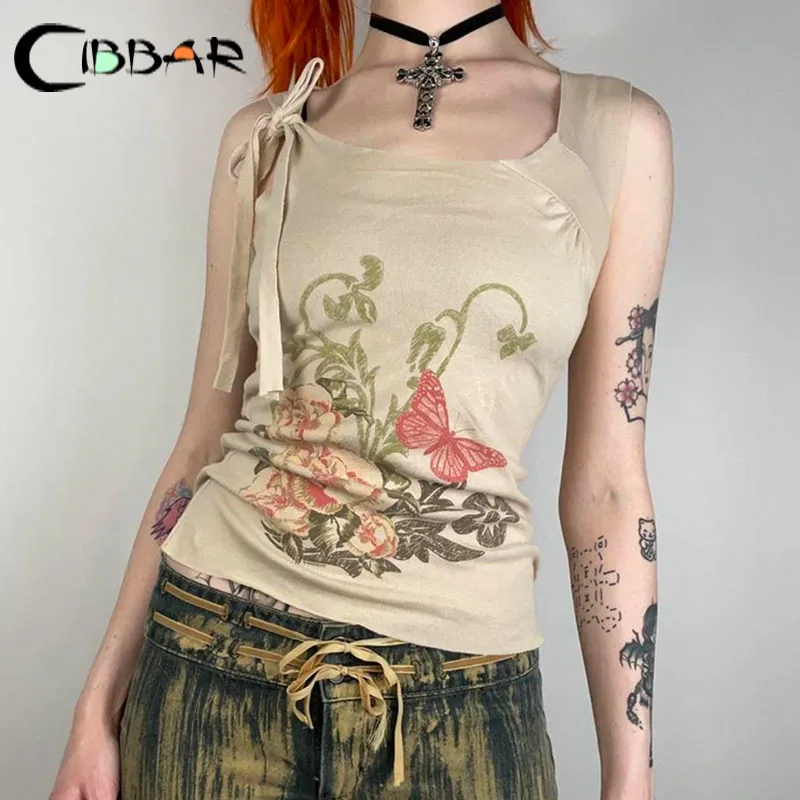 CIBBAR-Vintage-Butterfly-Print-Tank-Top-Chic-Bandage-Sleeveless-Grunge ...