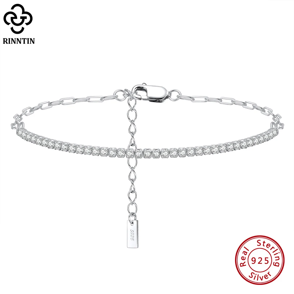 Rinntin 925 Sterling Silver Paperclip Chain Tennis Bracelet For Women And Girls Handmade Fashion ...
