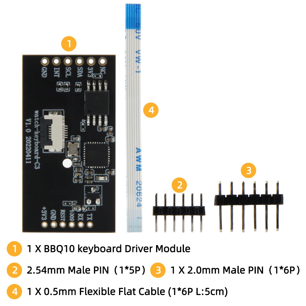 LILYGO®Watch-Keyboard-C3 V1.0 ESP32-C3 T-расширительный модуль часов QWERTY Bluetooth ...