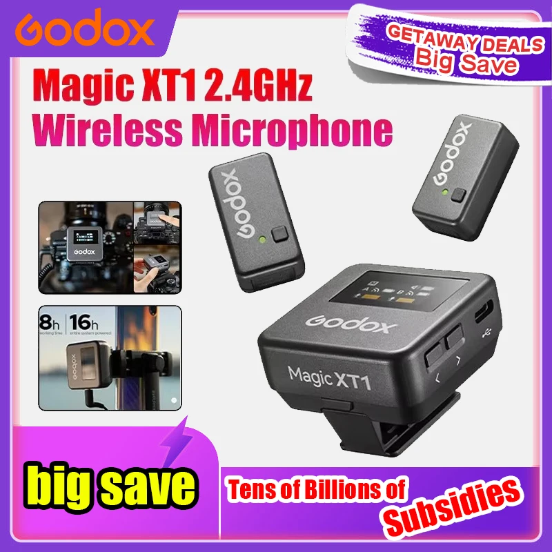 GODOX-Magic-XT1-2-4GHz-Wireless-Microphone-System-Max-200M-LOS-Range ...