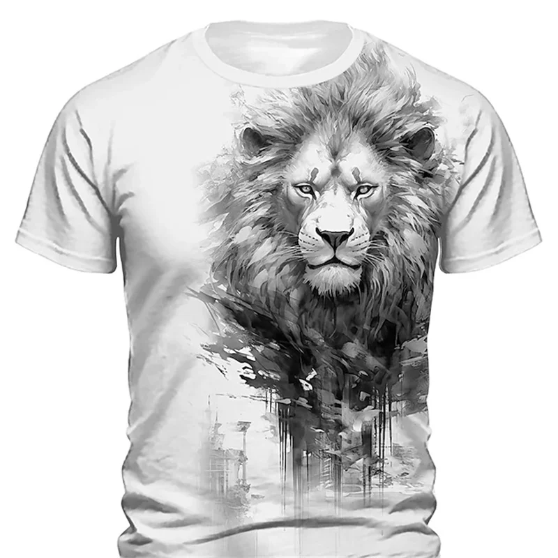 Camiseta con estampado de animales para hombre, camisetas holgadas con ...