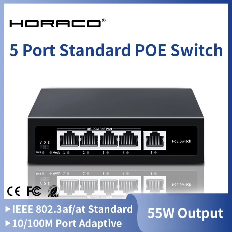 HORACO-5-Port-POE-Switch-10-100Mbps-Smart-Standard-Switcher-30W-VLAN ...