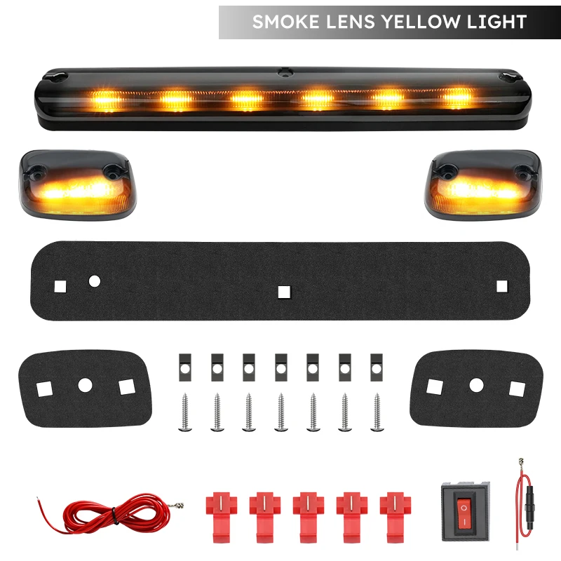 3Pcs Amber LED Cab Roof Top Marker Running Lights Smoked Lens For Chevy ...