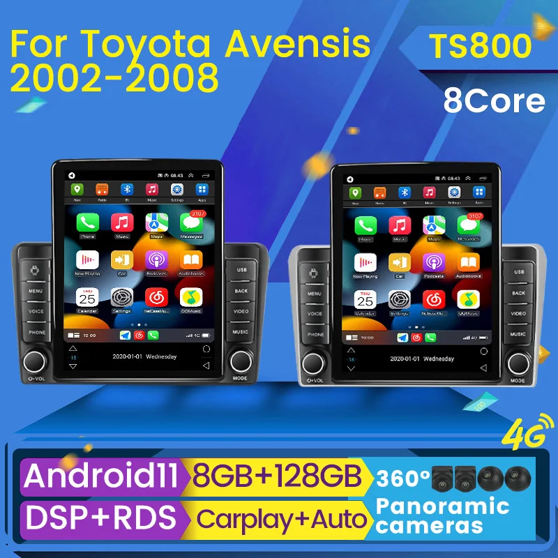 2DIN-Android-11-Tesla-estilo-IPS-pantalla-AutoRadio-para-Toyota-Avensis ...