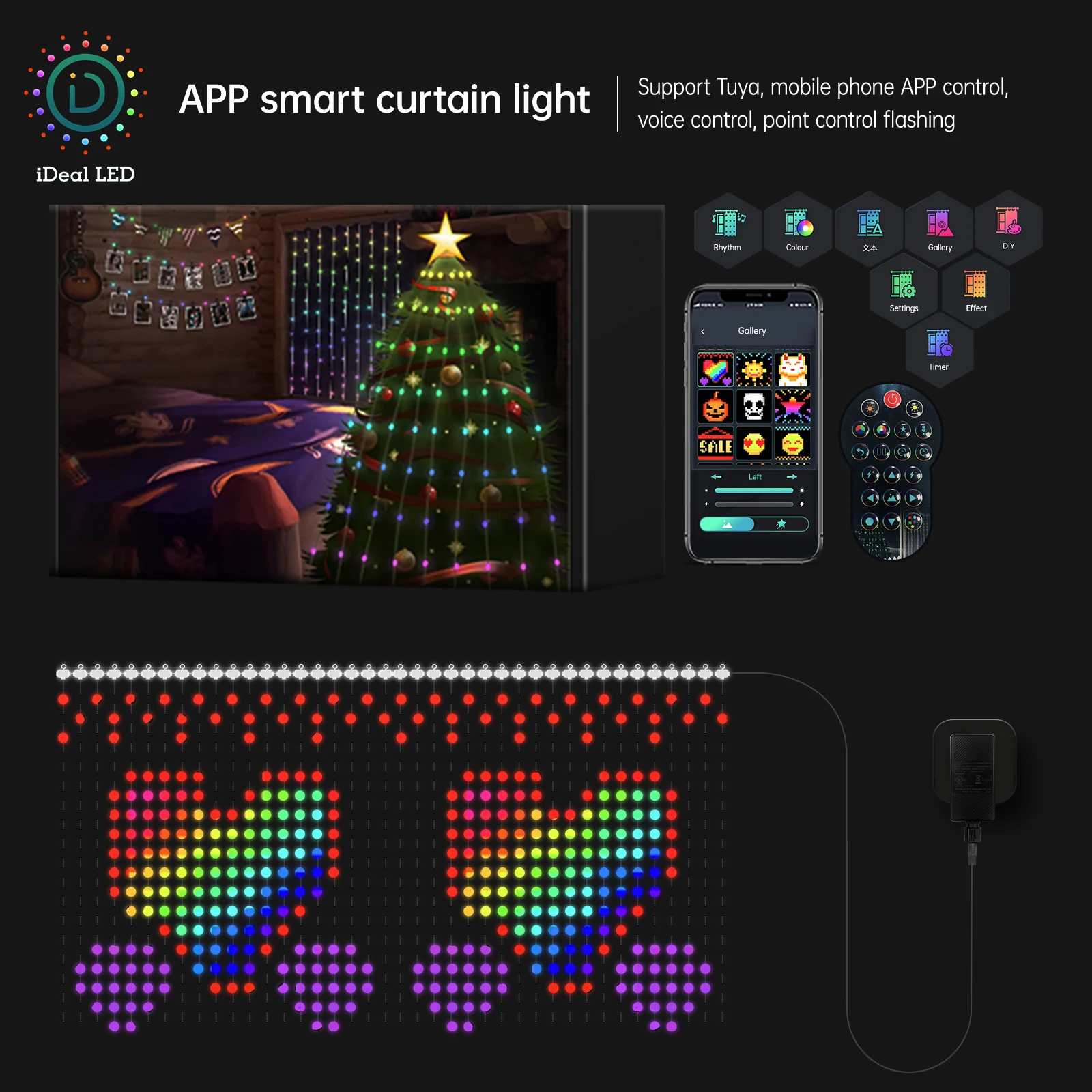Bluetooth-Smart-LED-Curtain-Light-RGB-Programmable-DIY-Fantasy-Color ...