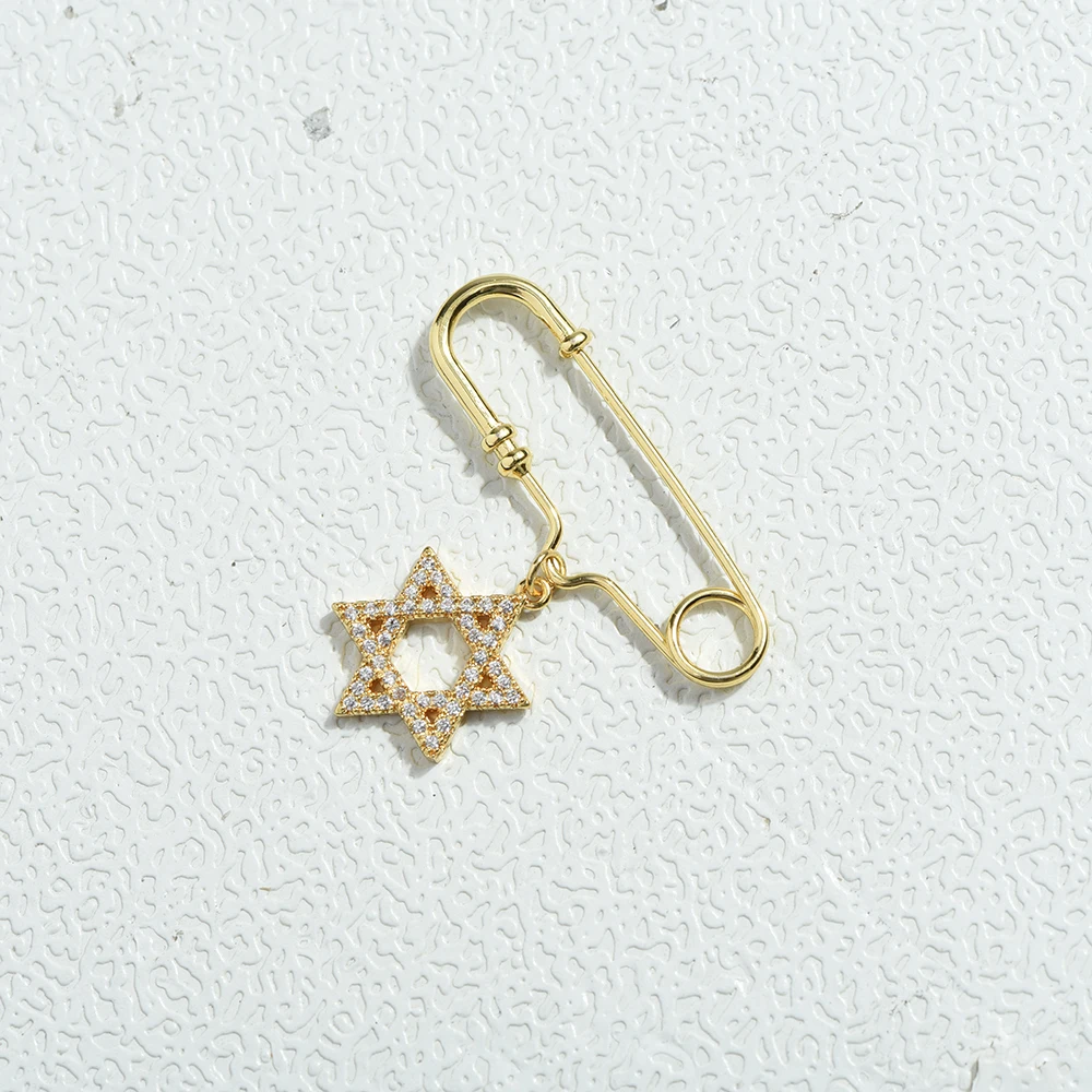 ICEYY Copper Metal David of Star safety Pin Badge Design Men's Suit ...