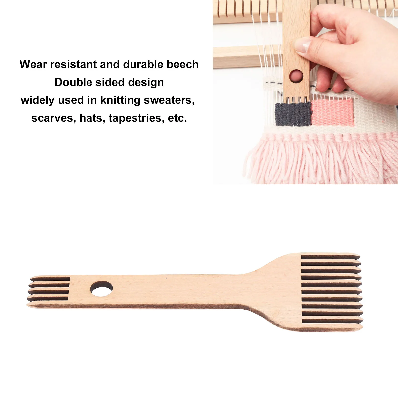 Weaving-Comb-Double-Ended-Ergonomic-Design-Beech-Glossy-Surface-Wooden ...