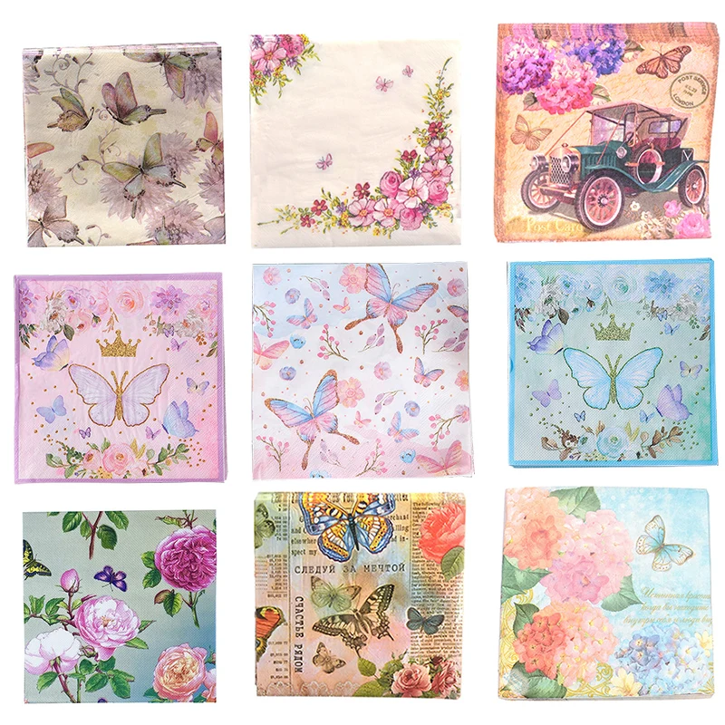 20pcs-lot-Lovely-Flower-butterfly-paper-napkins-Butterfly-party-napkins ...