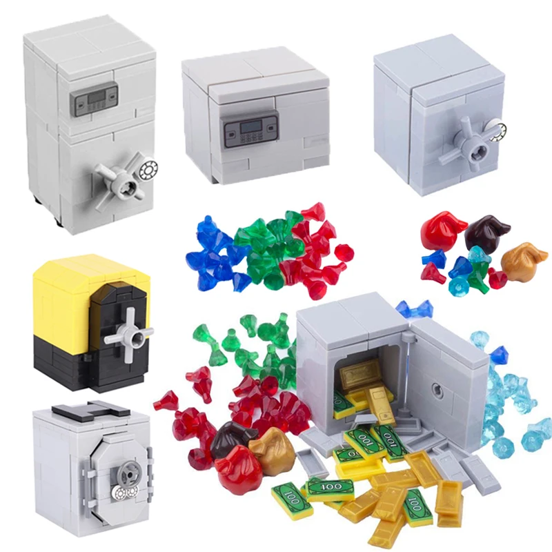 MOC-City-Safe-Box-Diamond-Treasure-Building-Blocks-Gold-Silver-Jewel ...