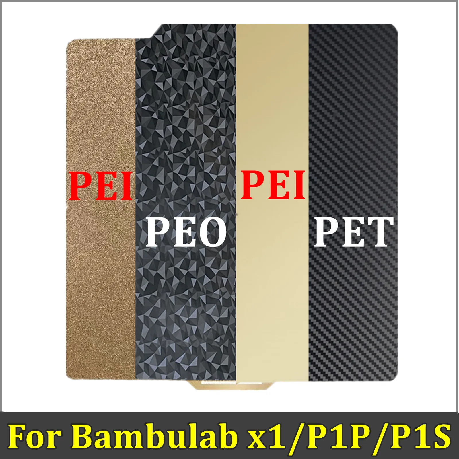 For Bambu Lab P1S X1 X1-C PEO PET Build Plate Upgrade Double Sided Steel Hotbed PEI Sheet for 3D ...